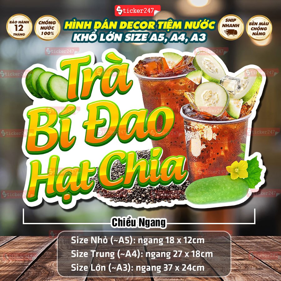 Cool Winter Melon Tea Decal Chia Seeds Waterproof Winter Melon Tea ...