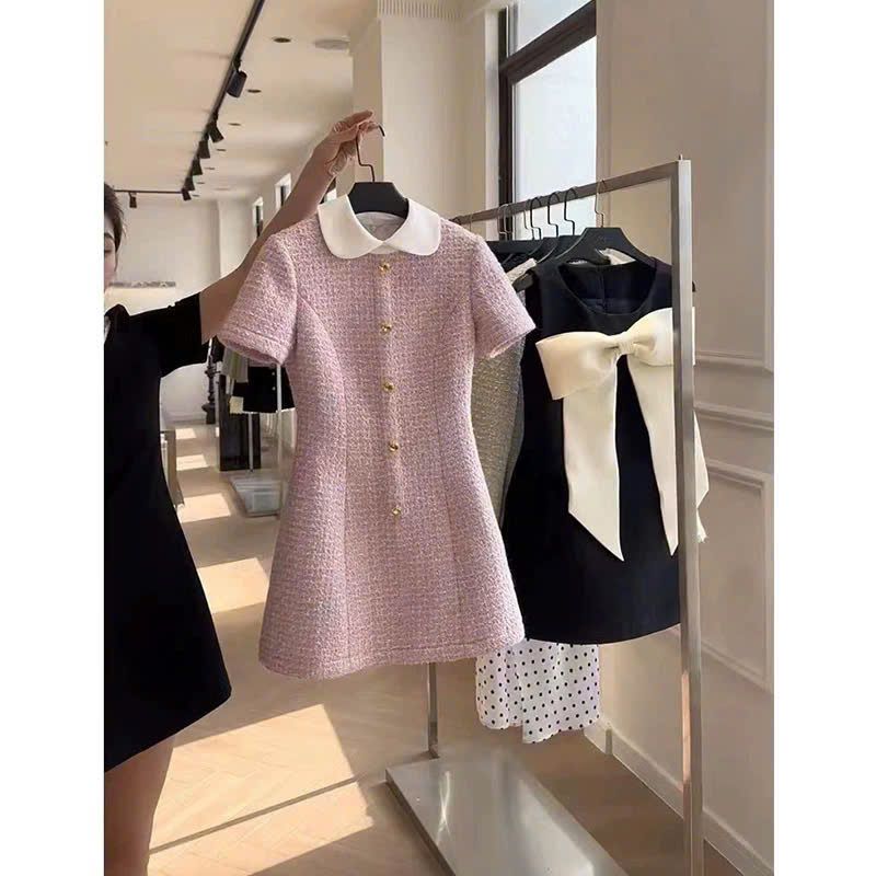 White Lotus Collar Dad Dress with Copper Buttons (Big Size Available ...