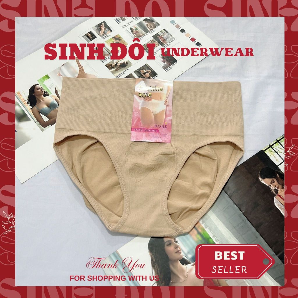 High-quality high-waisted knitted women's underwear in solid color SD662 hugs the belly and ...