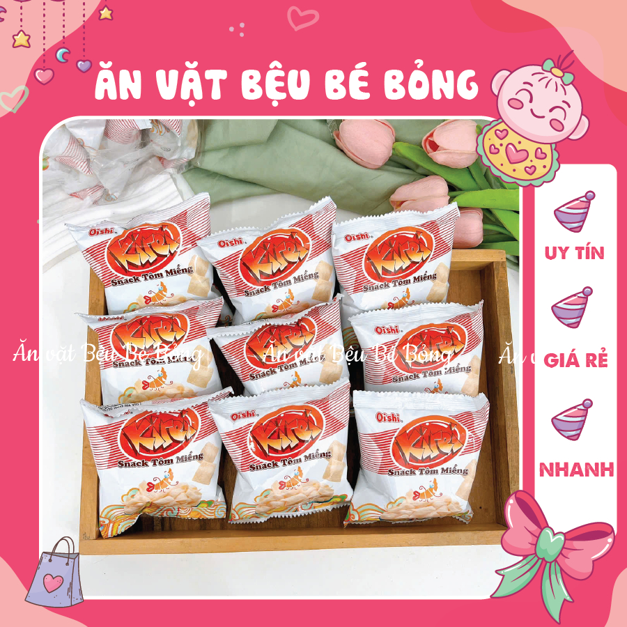 Bag of 20 packs of White Shrimp Snacks (6g pack), Oishi Childhood White ...