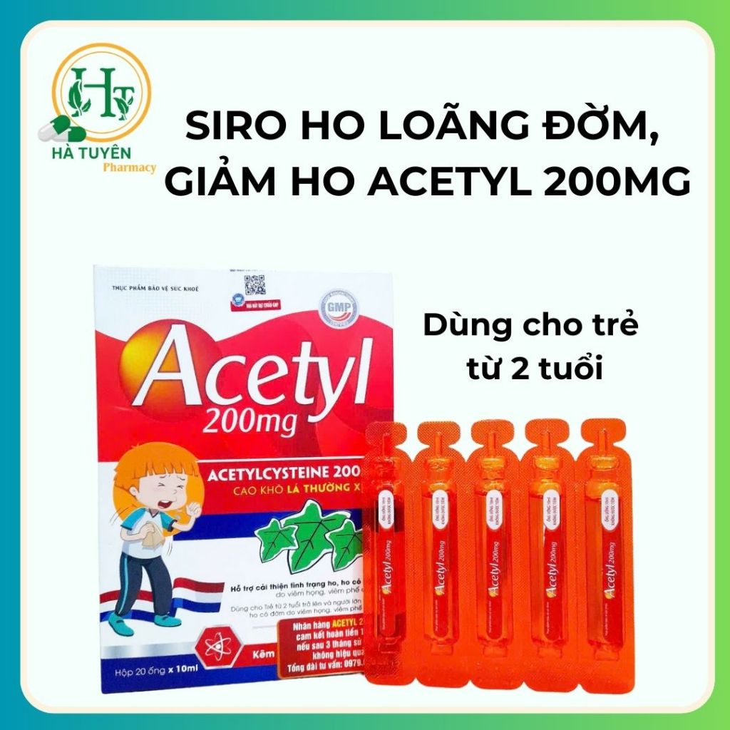 Acetyl 200mg cough suppressant and phlegm syrup - Box of 20 tubes ...