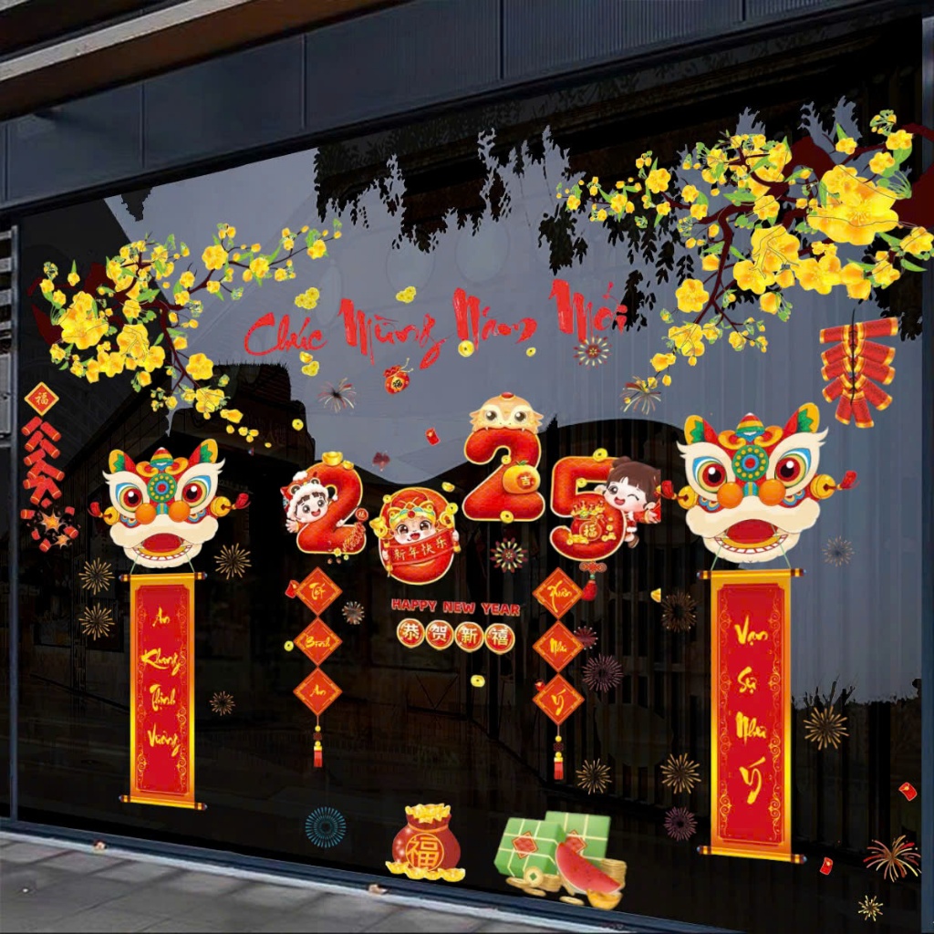 (HCM)Decal DecorativeCNY CNY 2025 electrostatic suction glass sticker ...