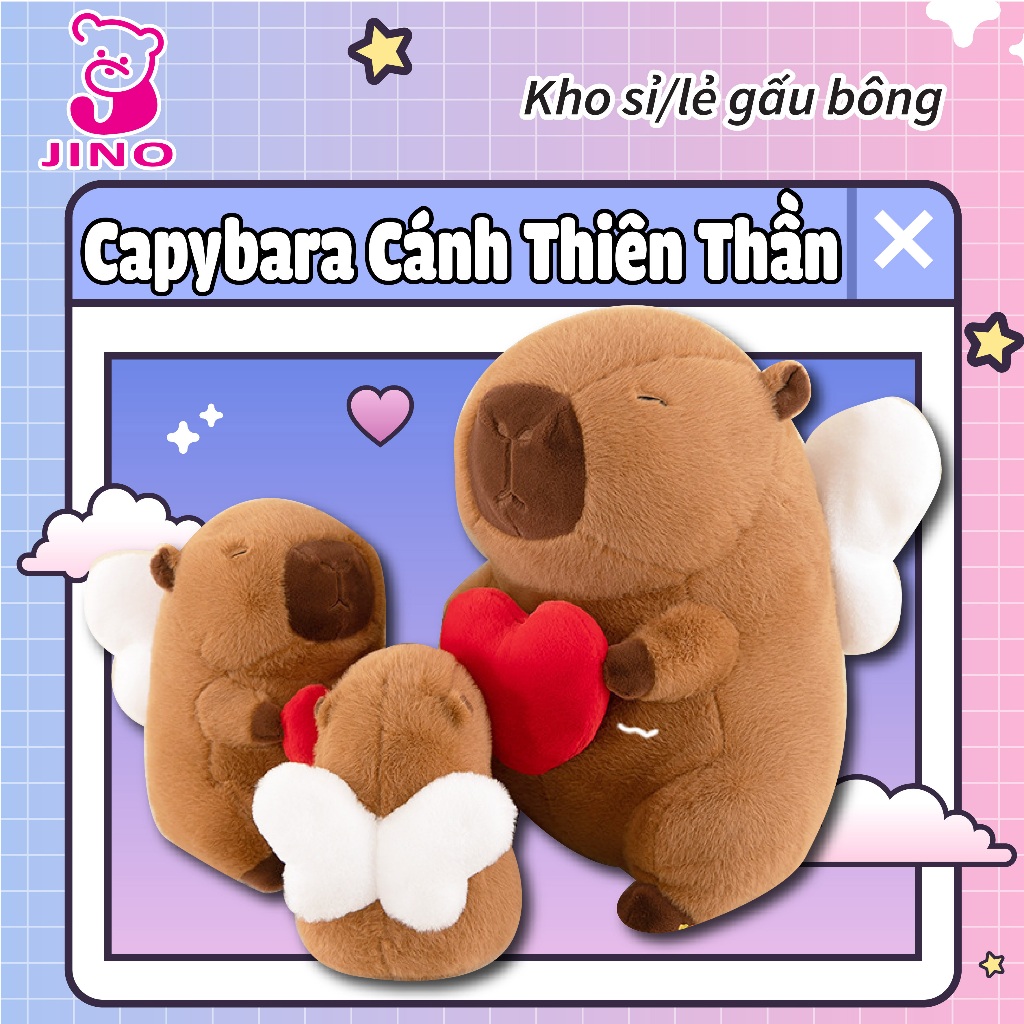 Capybara with Angel Wings Holding a Cute Heart Premium Fairy Wing ...