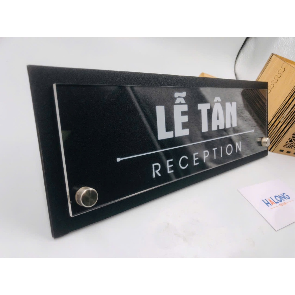 Reception desk sign made of aluminum with mica surface and uv printing ...