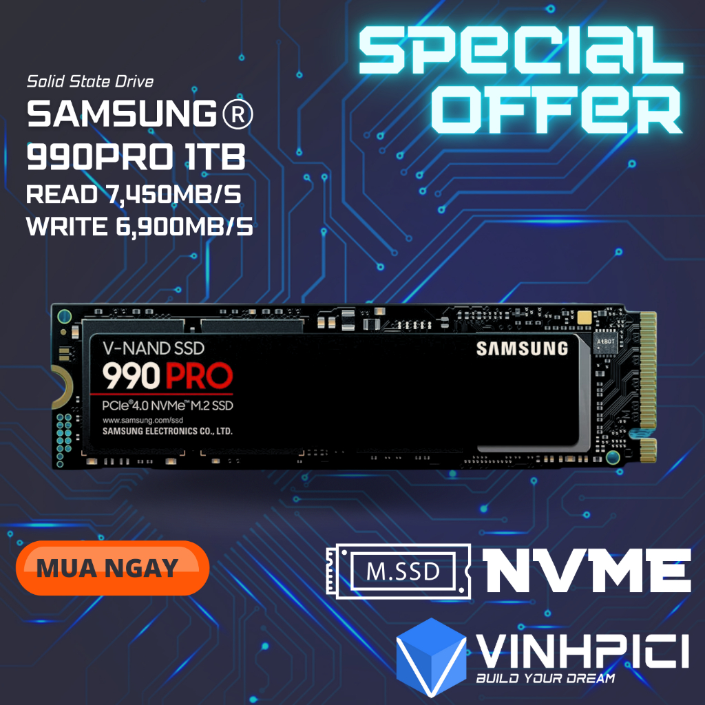 Samsung 990 PRO 1TB Gen4 x4 M.2 2280 SSD Hard Drive (Read 7450MB/s, Write 6900MB/s) [NEW ...