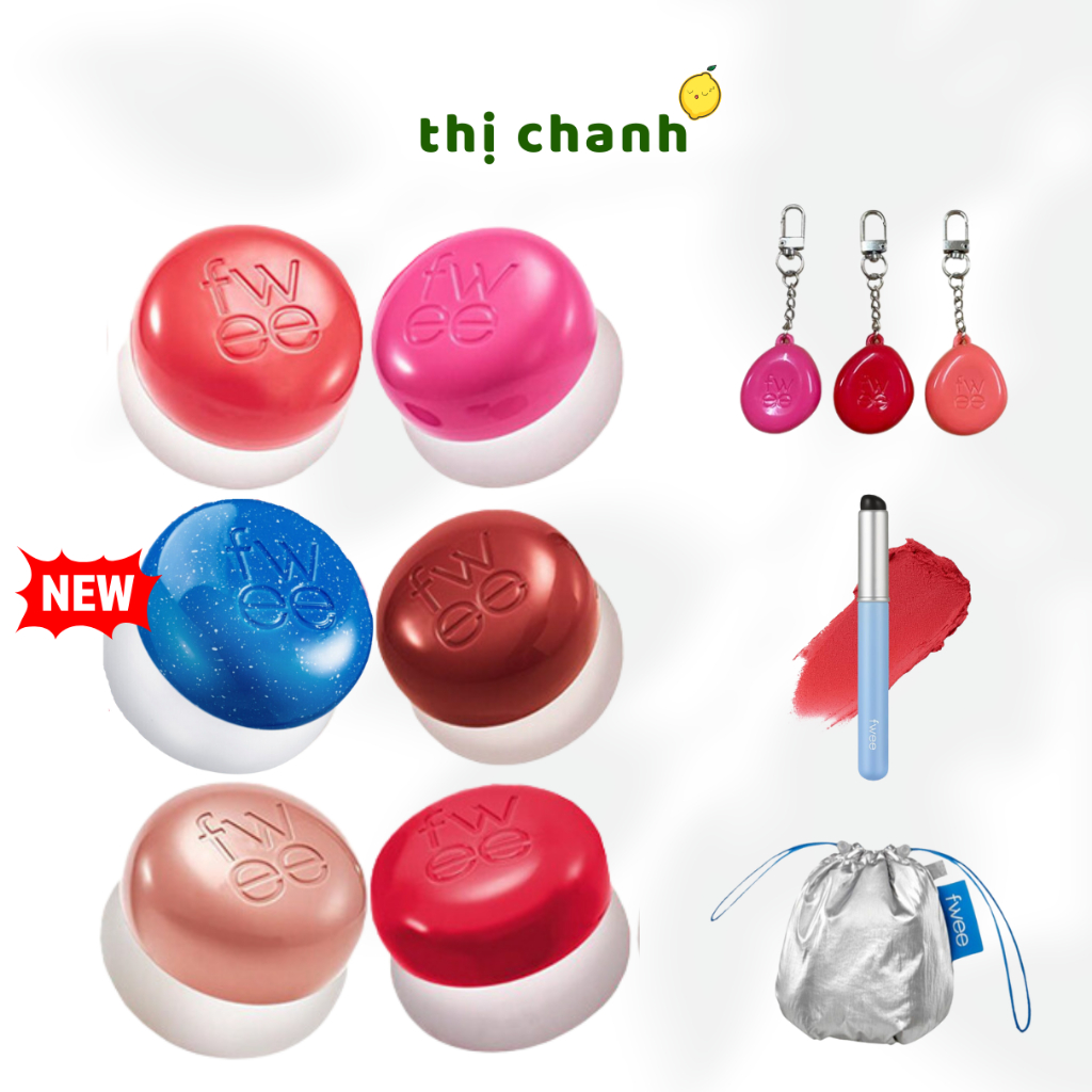[New] Fwee Lip Mud Lipstick & Cheek Blurry Pudding Pot, Keyring, Brush ...