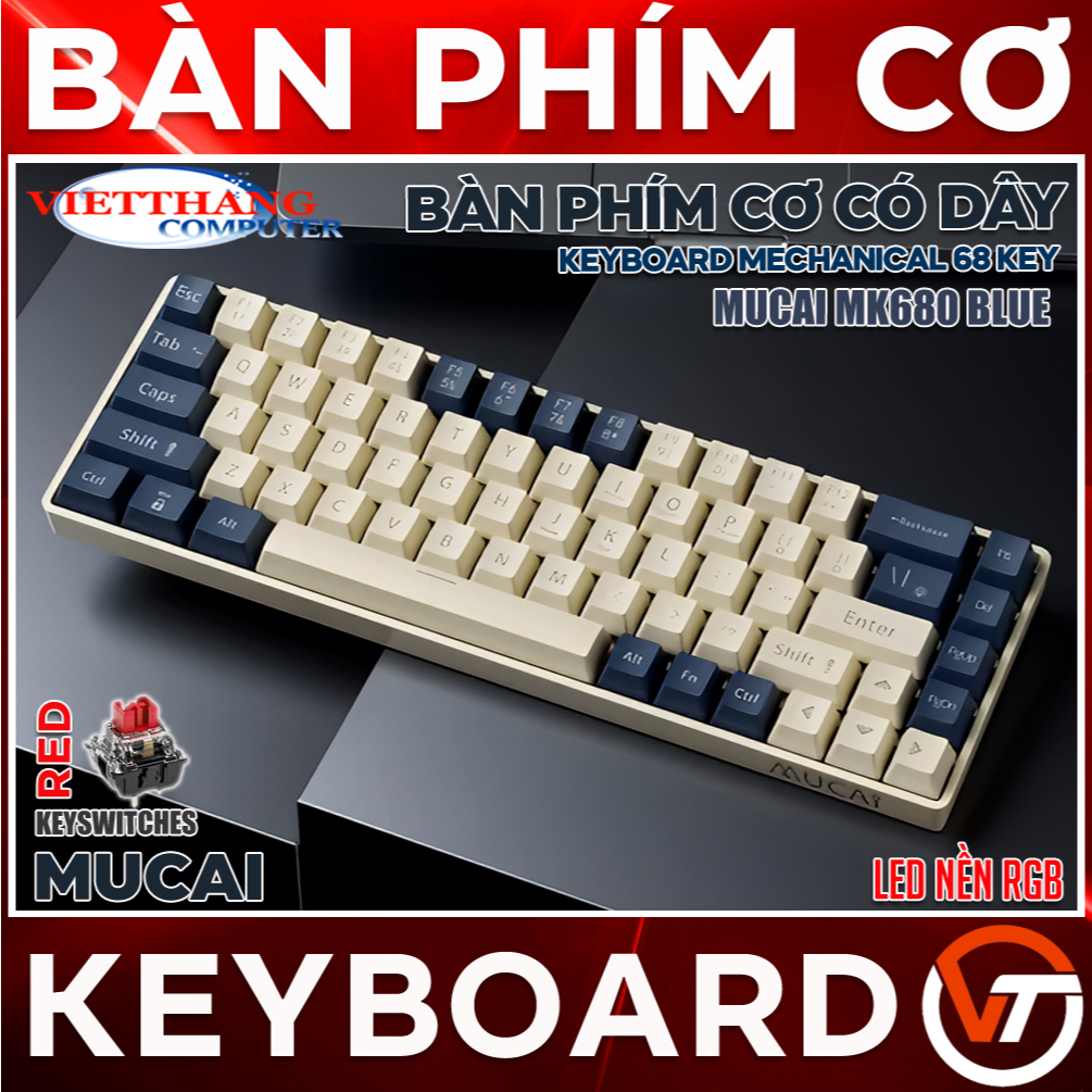 Mucai MK680 Wired Mini Gaming Mechanical Keyboard 68 Keys Switch Red ...