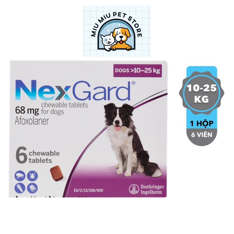 NexGard Chewable Tablets 10-25kg (1 tablet) - Prevents and Treats Ticks, Fleas, Demodex Scabies ...