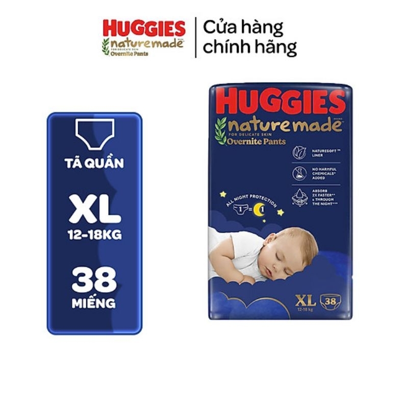 Huggies Platinum Nature Made overnight XL diapers/night diapers ...
