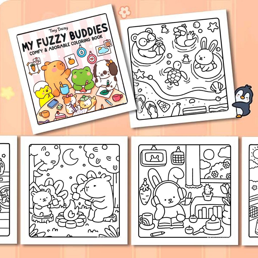 My Fuzzy Buddies coloring pages, book of 32 pictures, beautiful thick ...