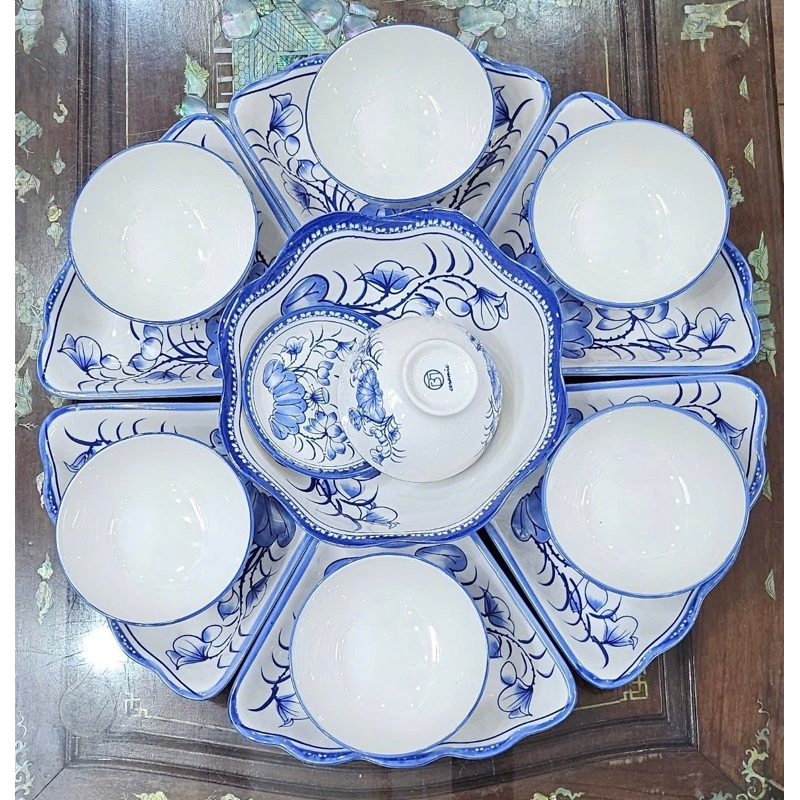 New 15 Piece ceramic dinnerware set + wooden tray, Sun flower ...
