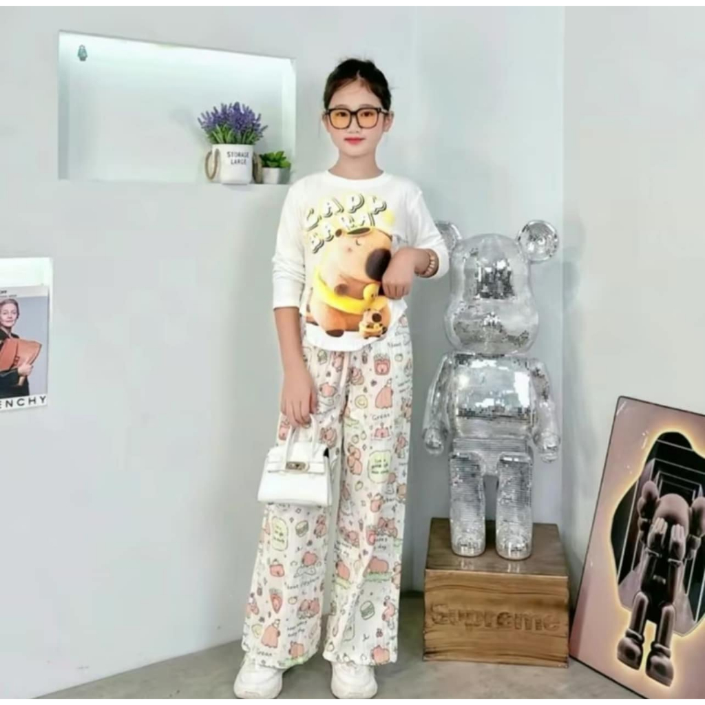 Labubu set of long pants and blouse with cotton tail pattern (V ...