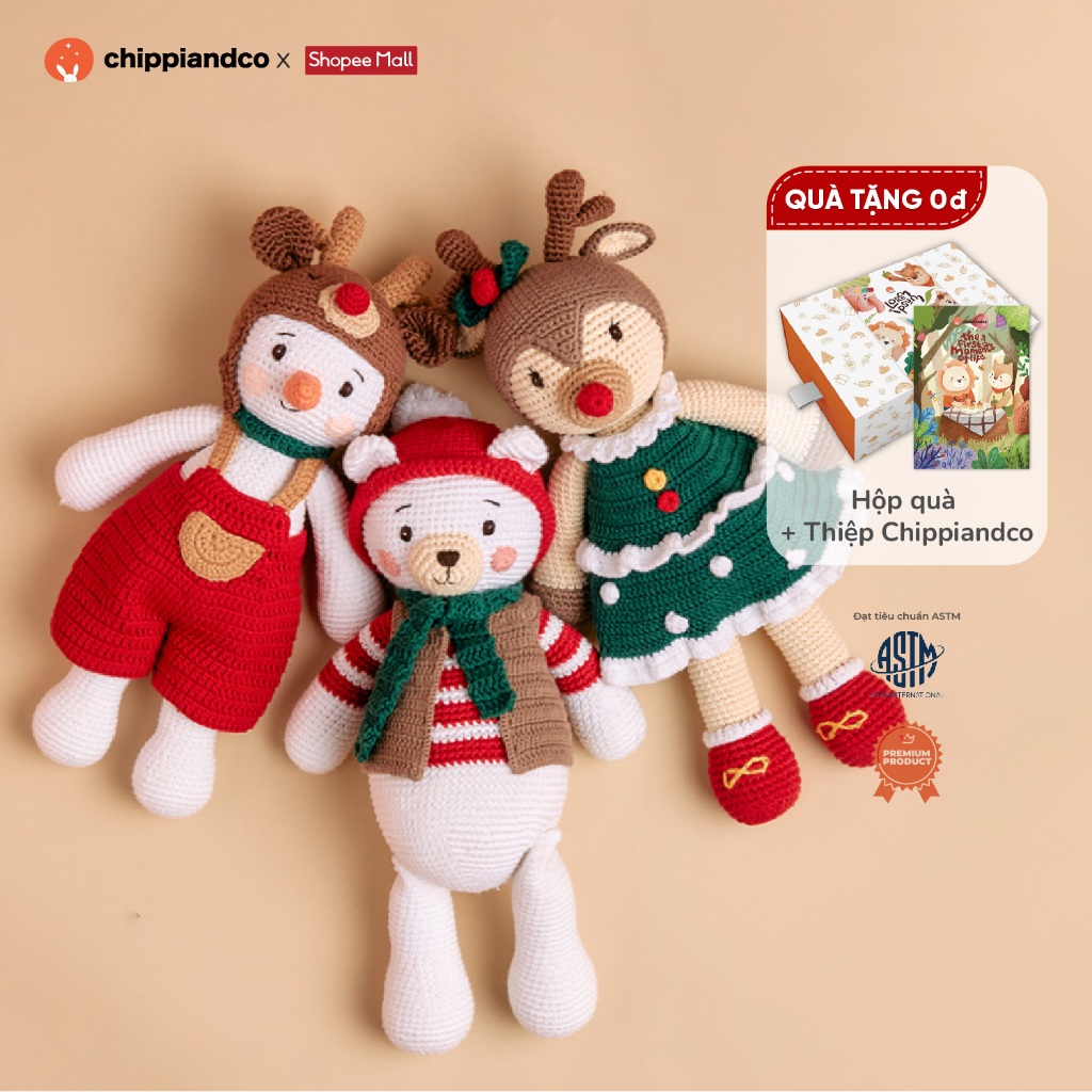 Premium stuffed animal CHIPPIANDCO Christmas teddy bear Rudolph ...