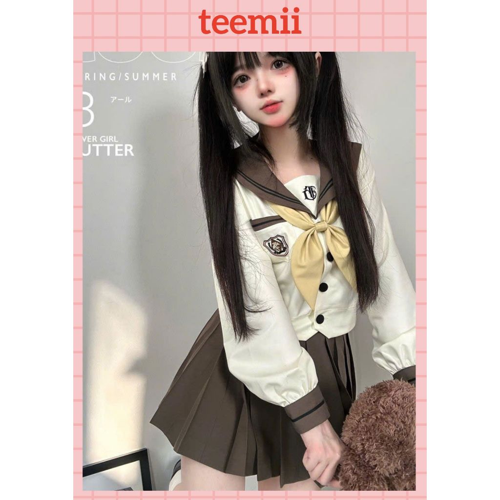 [Genuine] Japanese style embroidered brown tone JK uniform Set (Actual ...