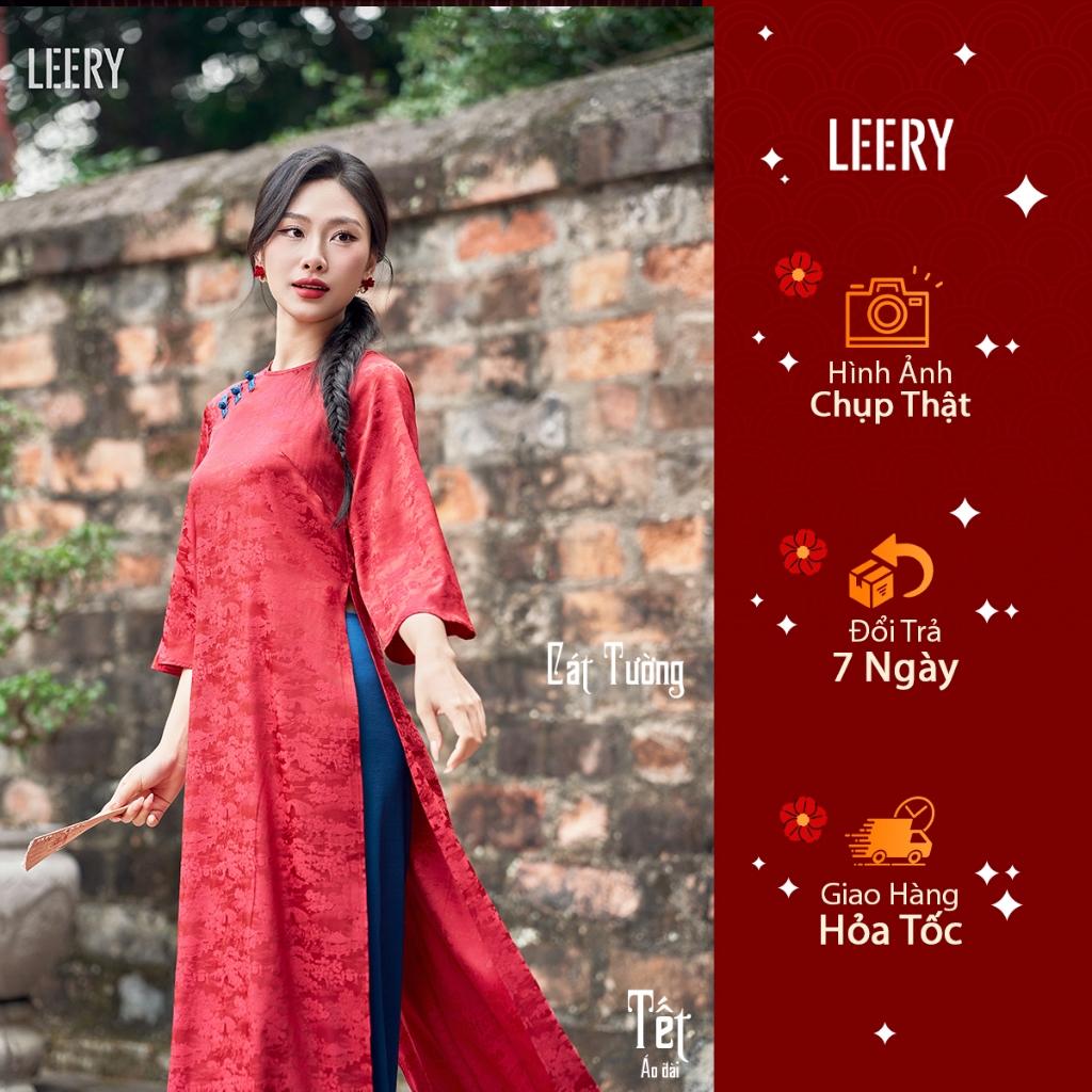 Leery - Cat Tuong designed ao dai High quality red ao dai with light ...