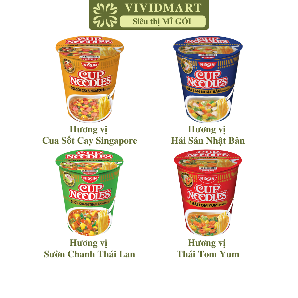 Lyodd-nissin- Cup Noodles 4 flavors: Japanese seafood, Thai Tom Yum, Crab with Singapore spicy ...