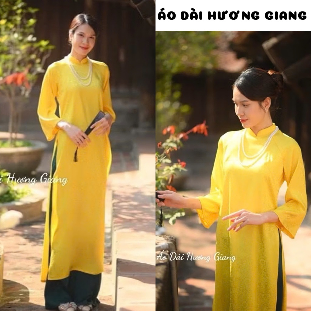 *Outstanding Yellow brocade ao dai - Huong Giang Ao Dai - soft, youthful silk brocade material ...