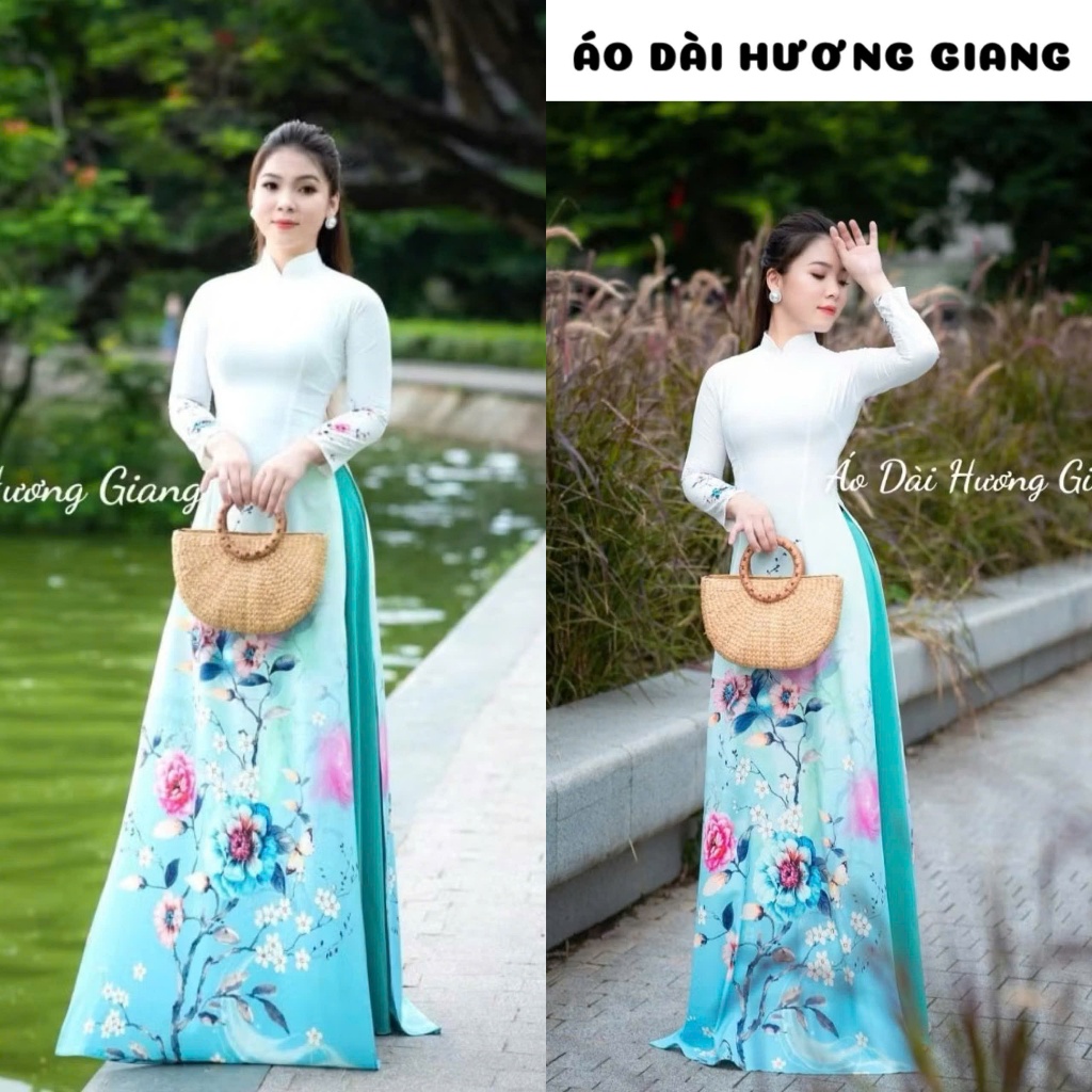 Silk ao dai with youthful 3D printed patterns, fresh color combination, sizes from S-3XL - Huong ...
