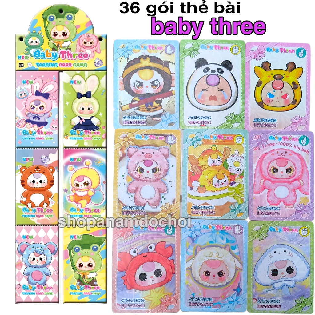 String of 36 packs of baby three cards, new three doll cards, baby ...