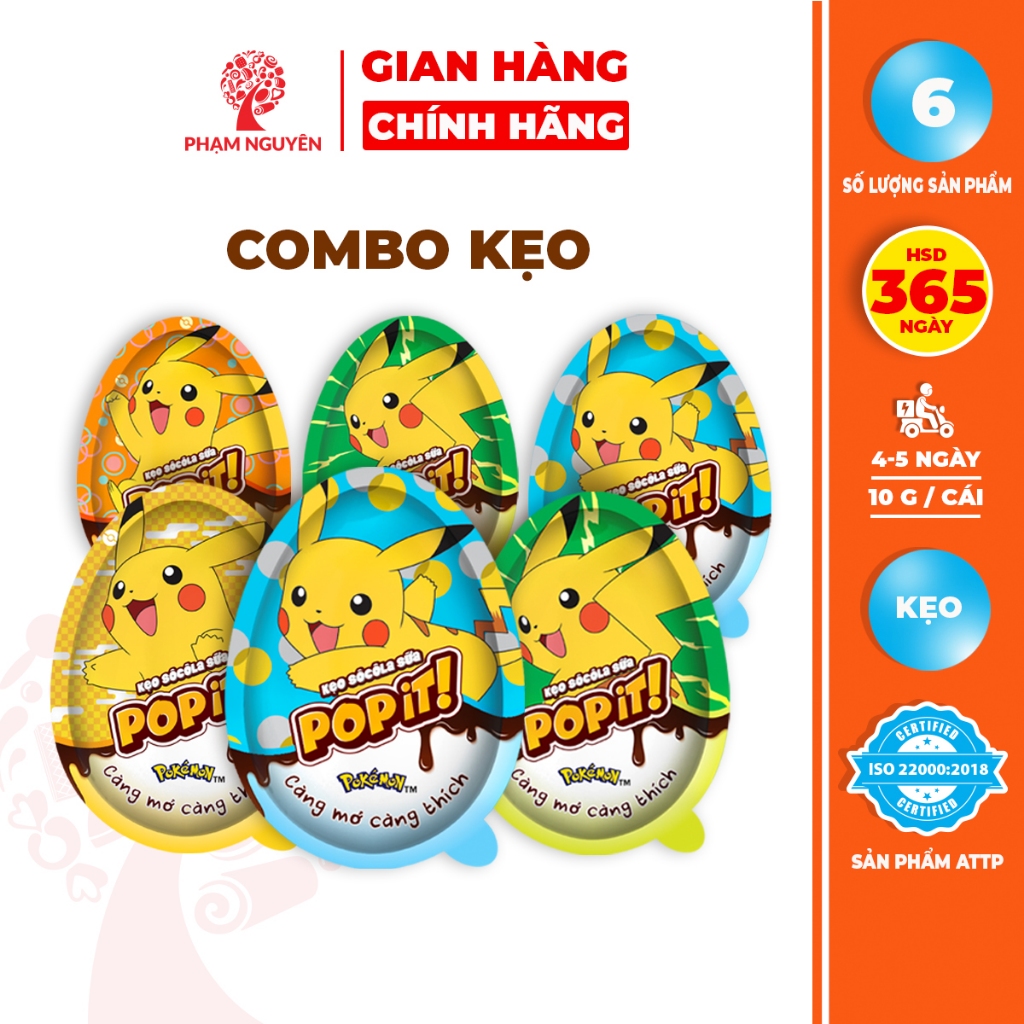 Combo of 6 POPIT 240 Pokemon Pham Nguyen Milk Chocolate Egg Candy ...