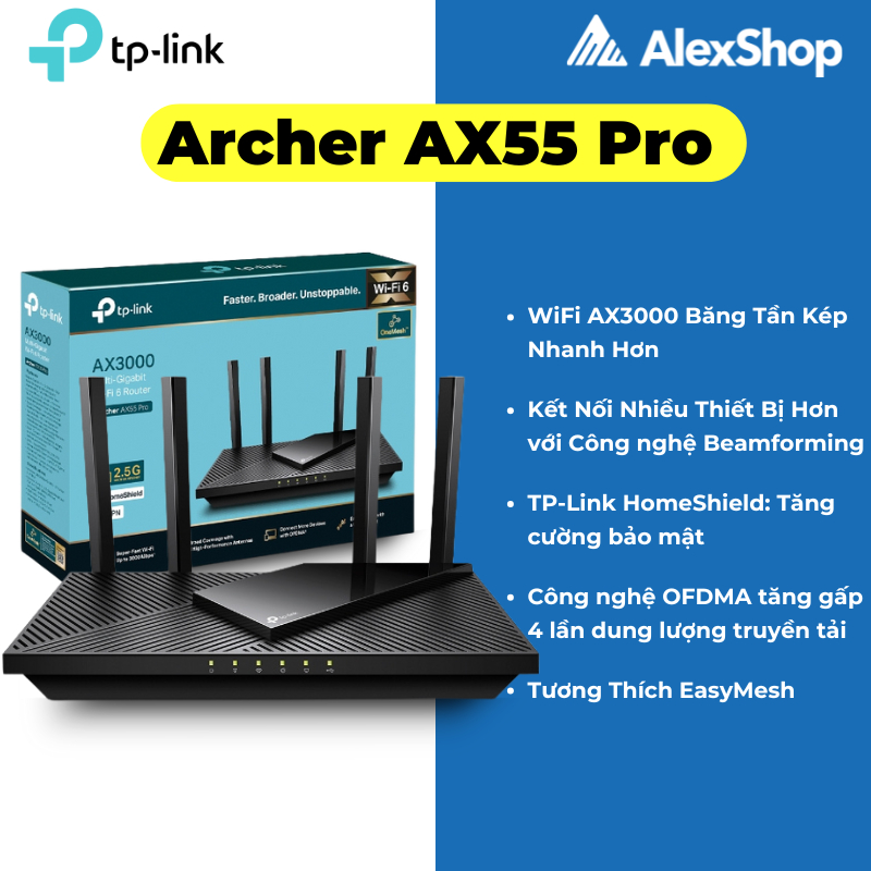 [AX3000] Archer AX55 Pro Wi-Fi 6 AX3000 Multi-Gigabit Router with ...