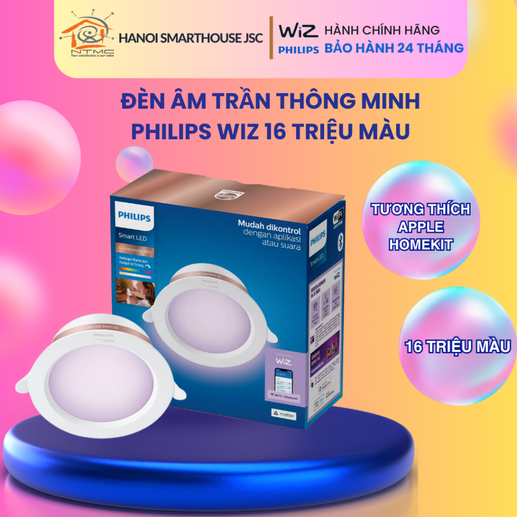 Philips WiZ Downlight RGB smart ceiling light – 16 million colors, Wi ...