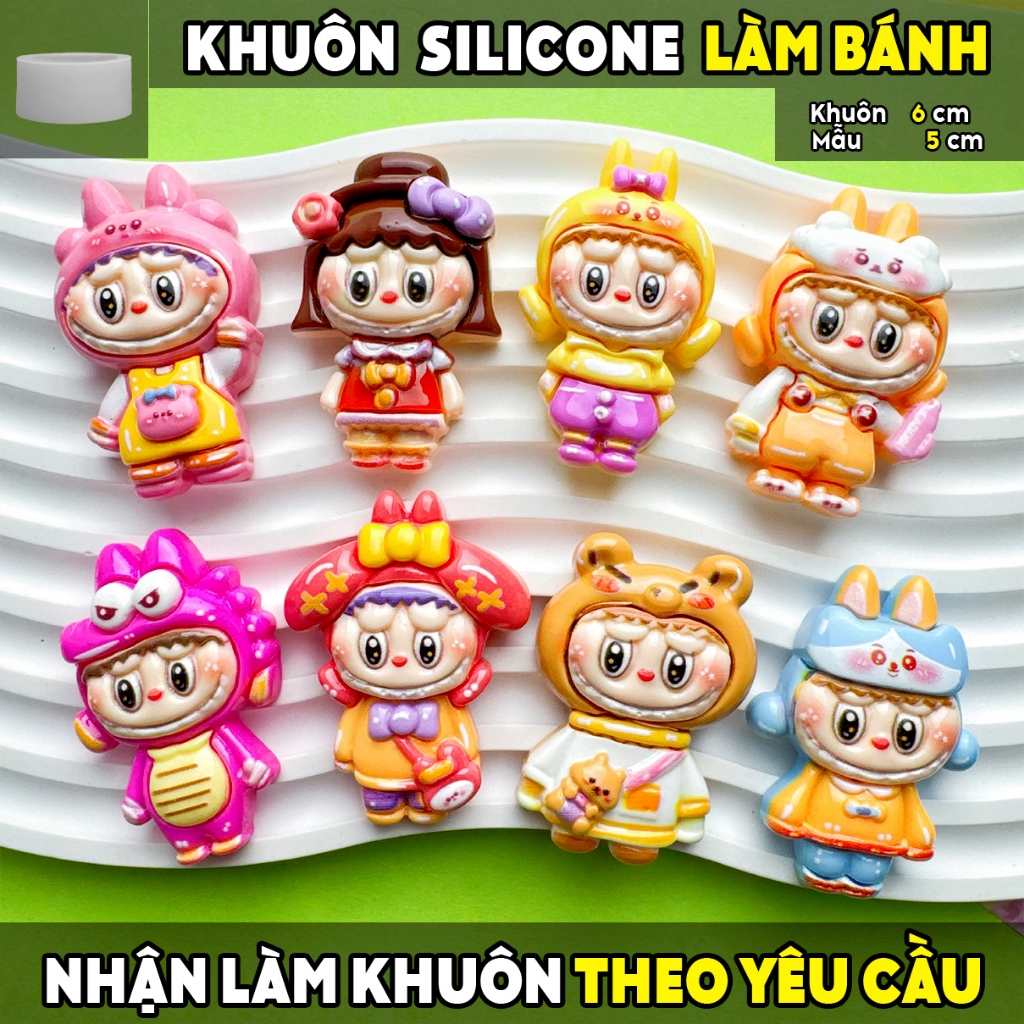 LABUBU 2D silicone mold SET OF 4, DIY mold, cake mold, jelly, pudding ...