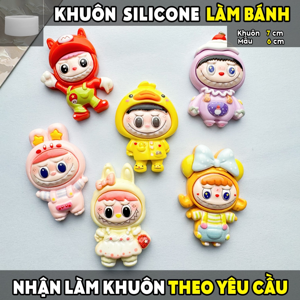 LABUBU 2D silicone mold SET OF 5, DIY mold, cake mold, jelly, pudding ...