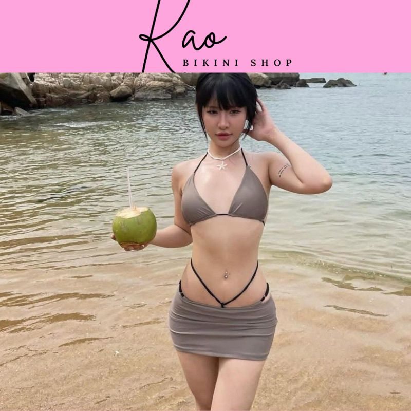 - Bikini Kao Set Gray 3-Piece Bikini Set | Shopee Singapore