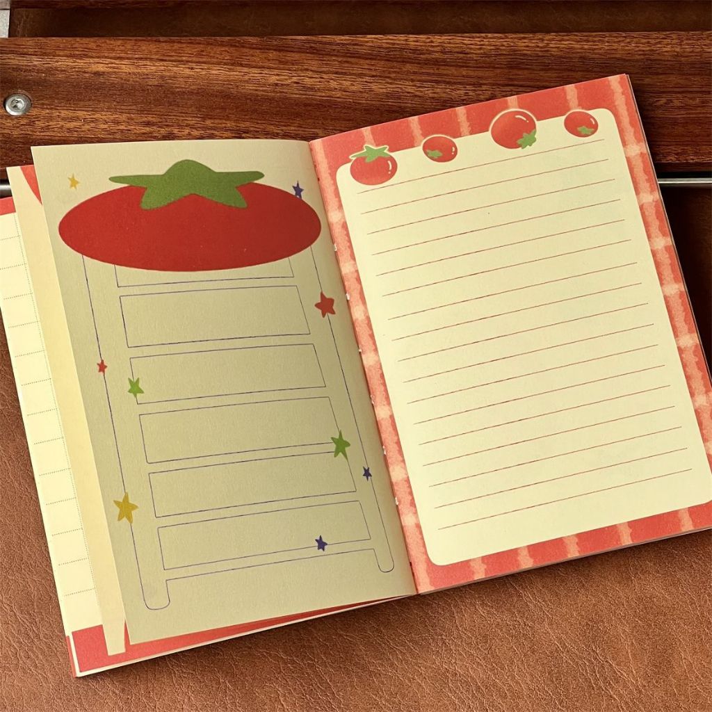 Cute Japanese style Notebook, tomato-shaped colored pages, used for ...