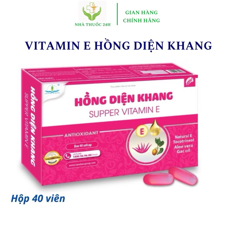 Hong Dien Khang Supper Vitamin E (Box of 40 tablets) Supports Skin ...