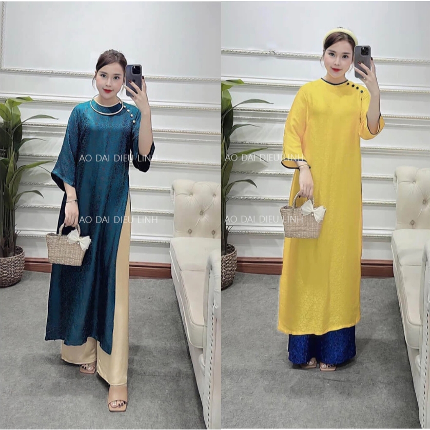 Dieu Linh high-quality straight brocade ao dai, soft and cool silk ...