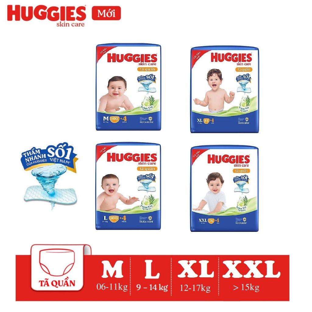 Huggies Skin Care Mega Jumbo Diapers/Diapers M102+4/L100+4/XL84+4/XXL76 ...