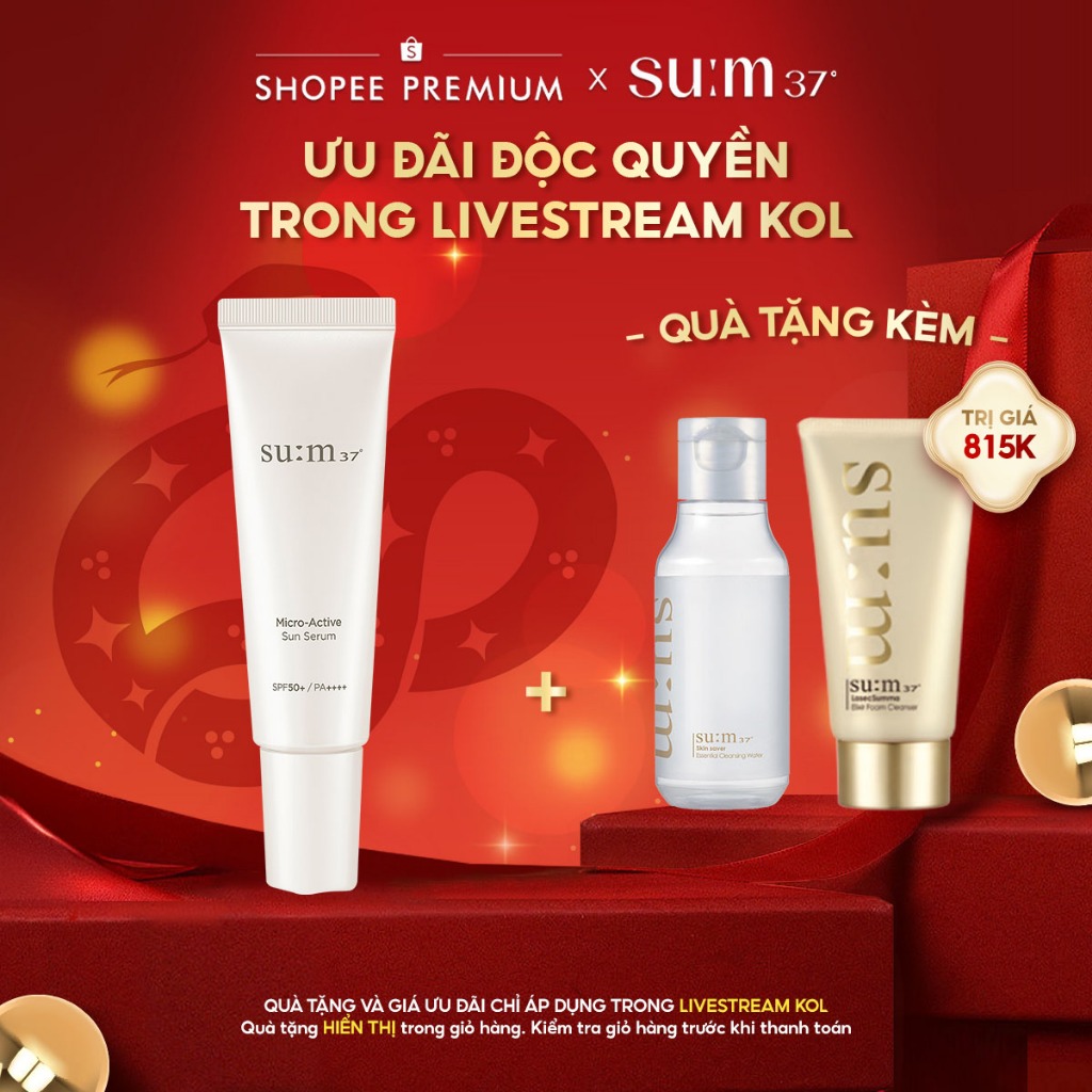 Kol x Su:m37 Moisturizing and gentle sunscreen essence Su:m37 Micro-Active Sun Serum 50ml ...