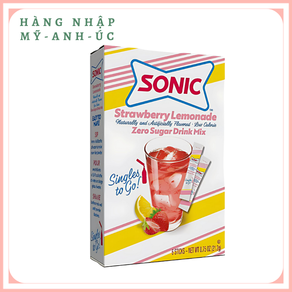 Sonic Strawberry Lemonade Drink Mix sugar-free powder 6 box packs ...