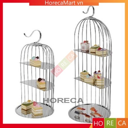 3-tier stainless steel cake display shelf with birdcage, buffet and ...