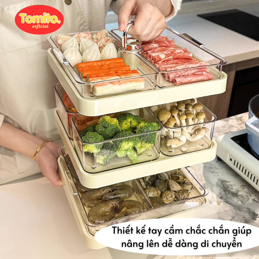 3-tier hot pot food tray with 8 360-degree rotating compartments, candy ...