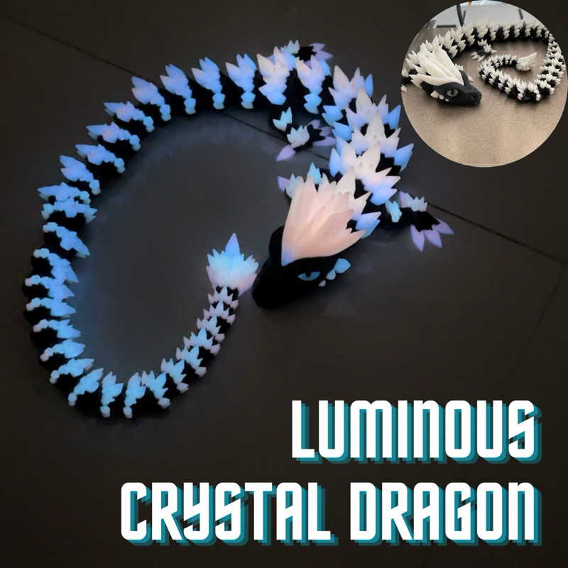 Luminous 3D printed Dragon Crystal Dragon UV luminescent moving joint ...