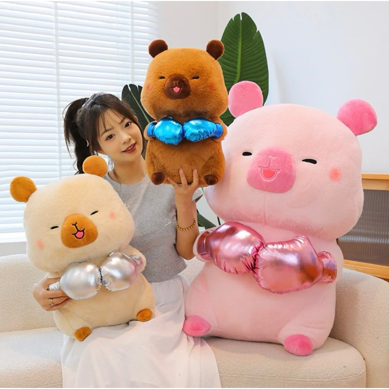 Capybara Teddy Bear Wearing Boxing Gloves - Compact, Cute 35cm | Shopee ...
