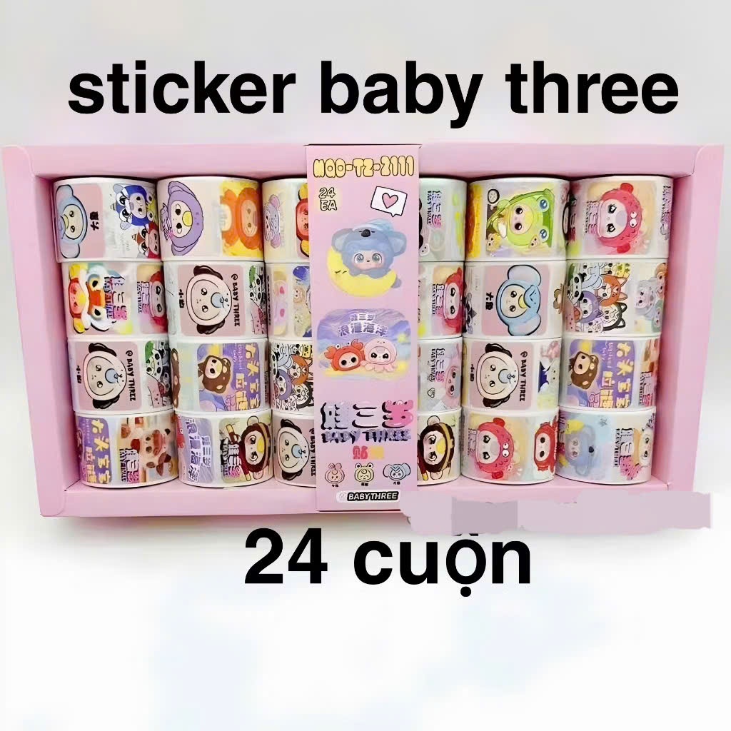 Box of 24 rolls of super cute Baby Three stickers Decorative sticker ...