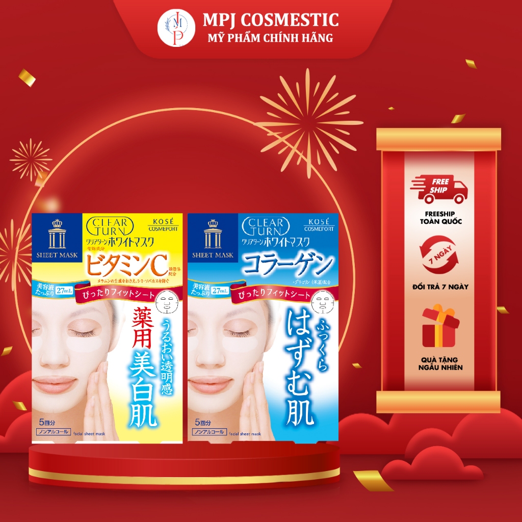 Kose Softymo Clear Turn White Mask VC E Collagen Whitening Paper Mask ...