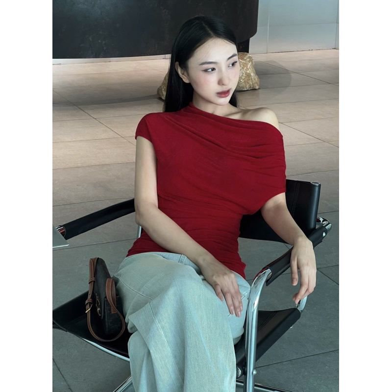 Tie Top - Off-the-Shoulder Shrug Shirt in Special Fabric (original ...