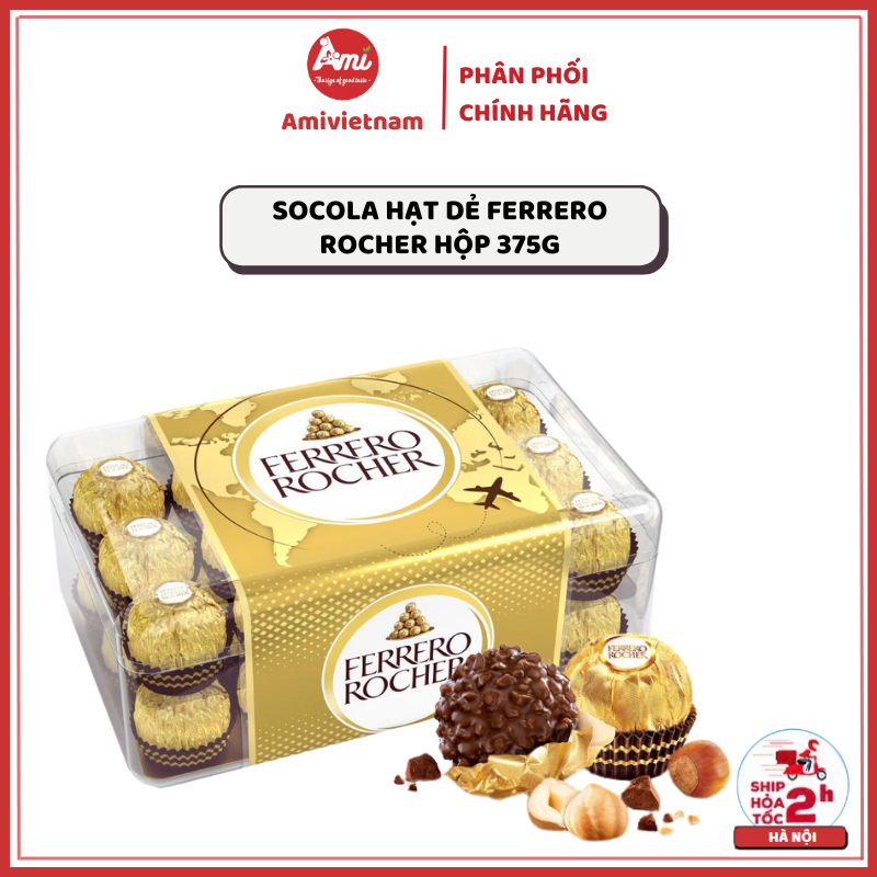 Ferrero Rocher Chocolate Box 375g Italy - Chestnut Chocolate Box of 30 ...