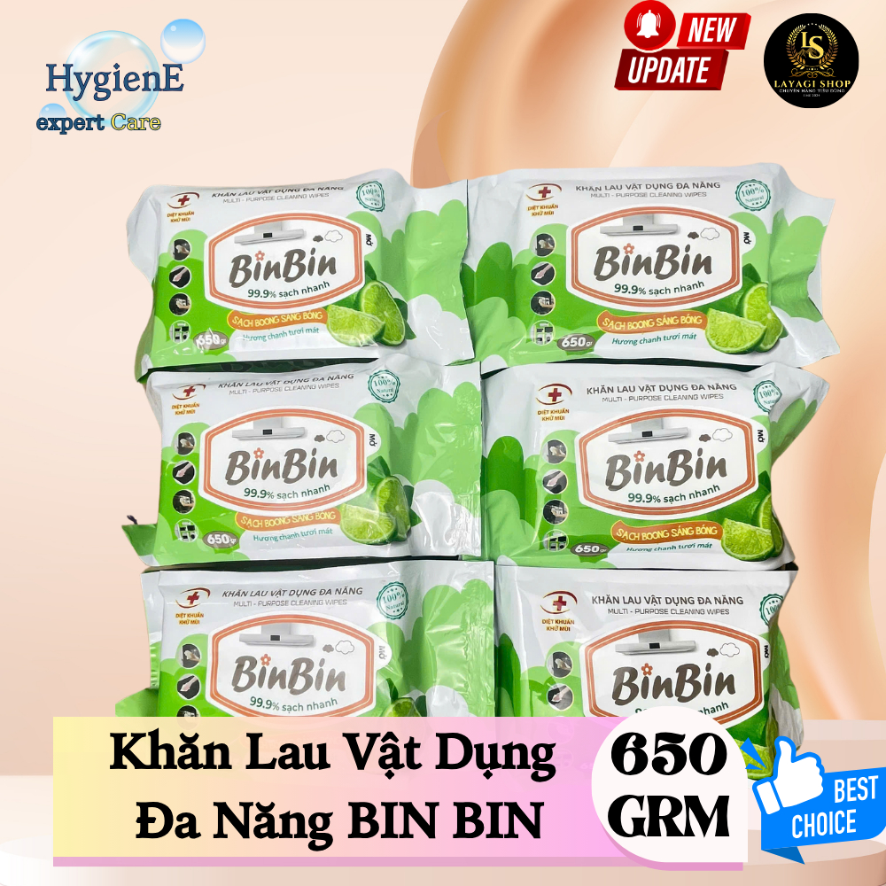 [COMBO 6 PACK] BIN BIN Multi-Purpose Wipes 650grm/Pack, Disinfectant ...