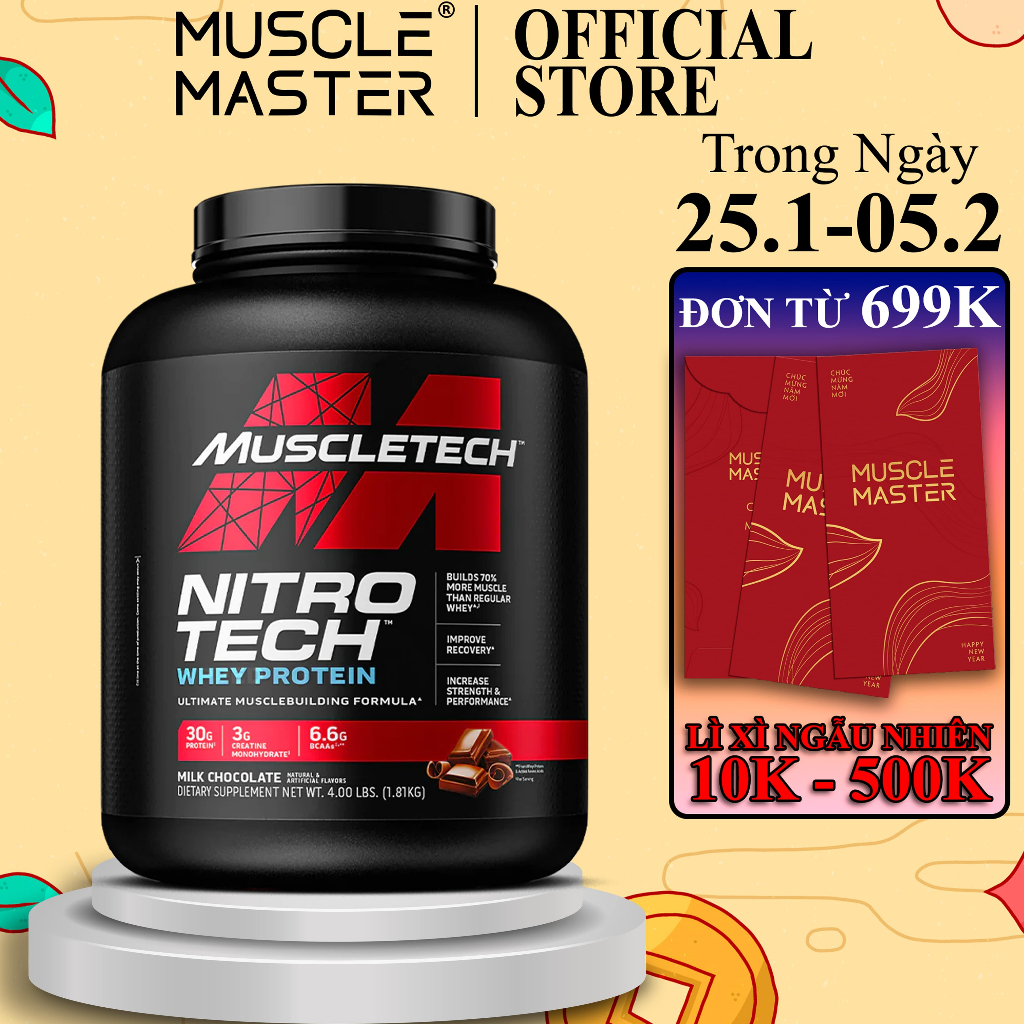 Whey Muscle Building Milk + Creatine Muscletech Nitro Tech Whey Protein ...