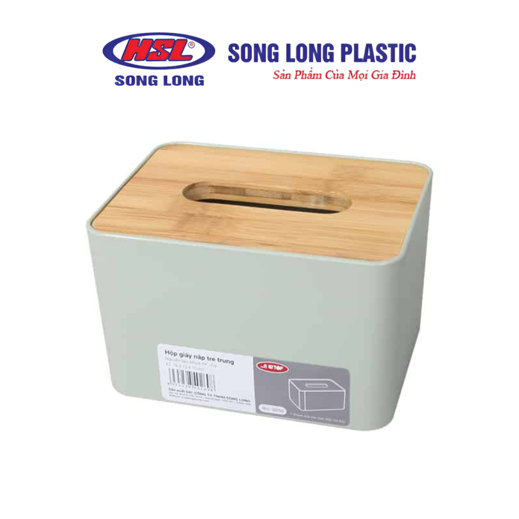 Plastic Tissue Box with Bamboo Surface Trung Song Long Plastic Simple ...
