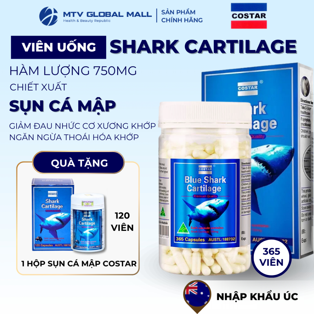 Shark Cartilage 750mg Costar Australia Strengthens Bones and Joints ...