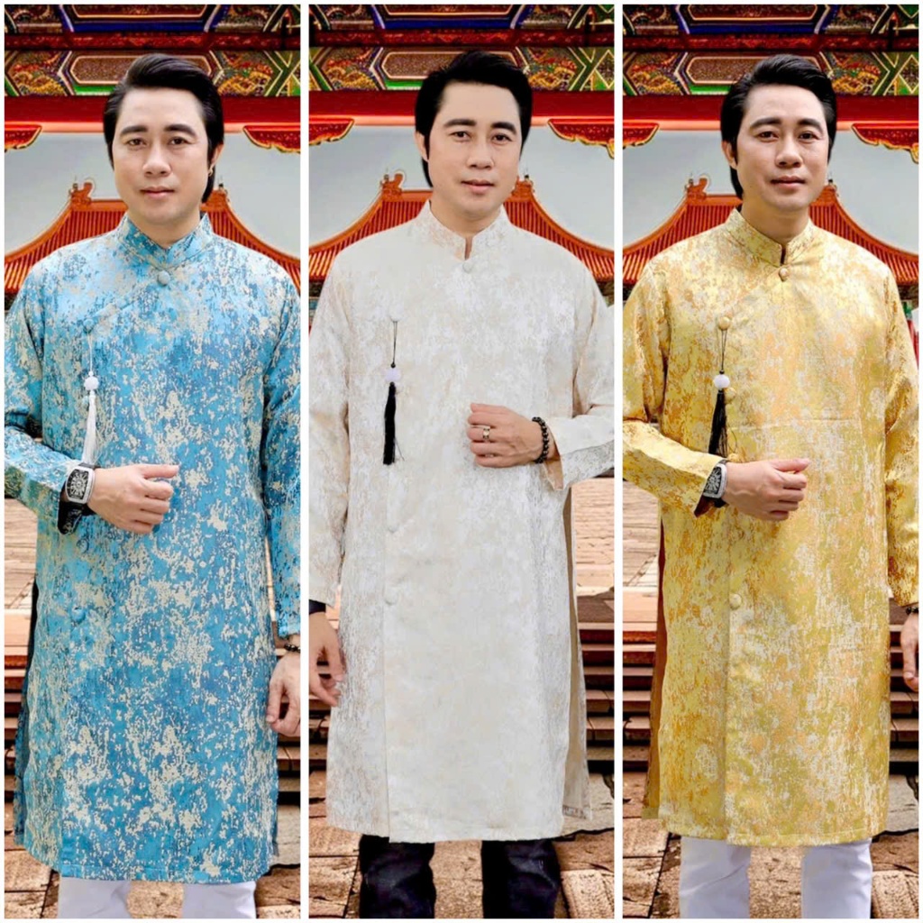 Traditional Ao Dai Silk Brocade Ao Dai with Strange Patterns for Men ...