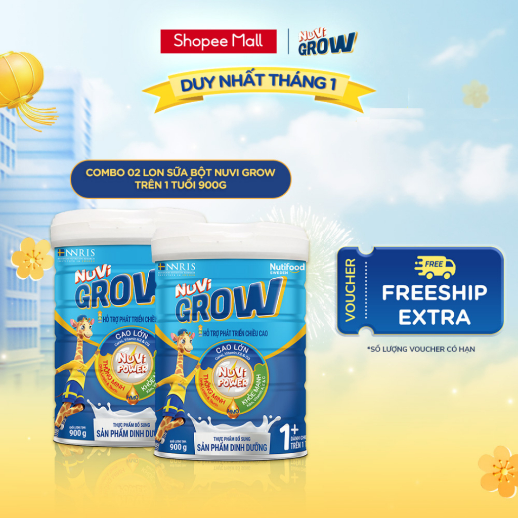 Combo of 2 Nuvi Grow Milk Powder to Support Height Increase + 1 Can of ...