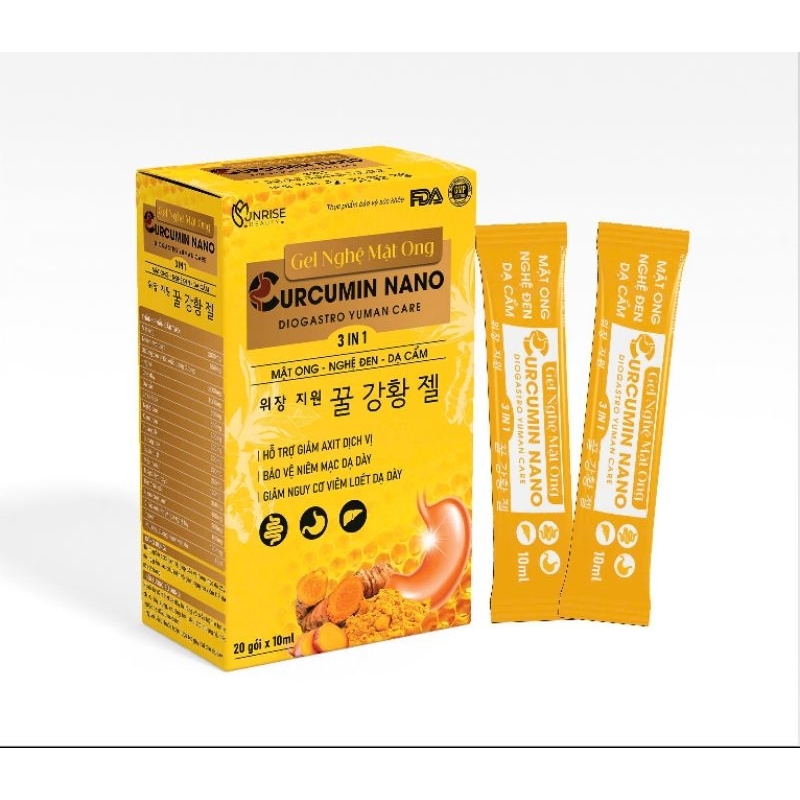 [20 Packages] Box of 20 Packets of Turmeric Honey Curcumin Nano Gel to reduce stomach and ...